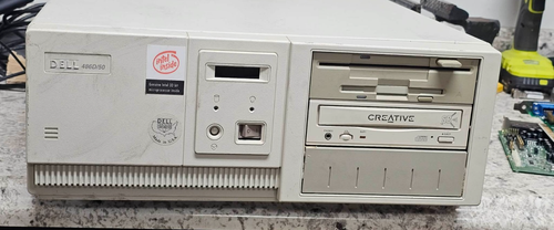 Vintage Dell 486D/50 PC Desktop Standing Tower 486DX-33 Dual Floppy ...