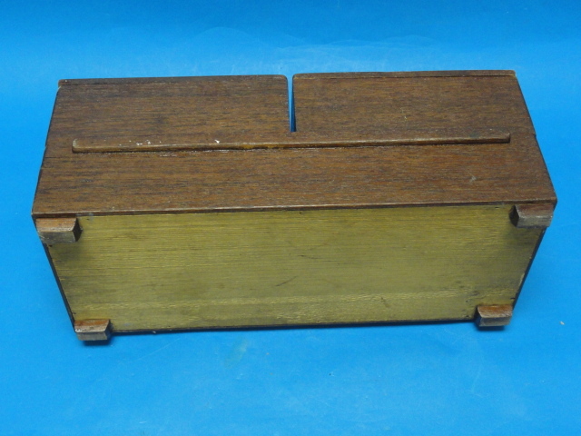 VINTAGE GERMAN WOOD SEWING & KNITTING BOX w/ 2 SLIDING COMPARTMENTS | eBay