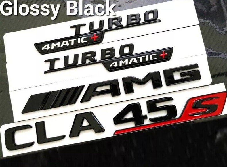 Gloss Black CLA45S+AMG+TURBO/4matic+ Rear Emblem PACKAGE replacement ...