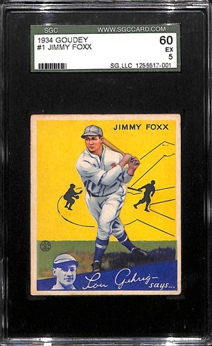 1934 Goudey #1 Jimmy Foxx SGC 5 EX 1255517-001 | eBay