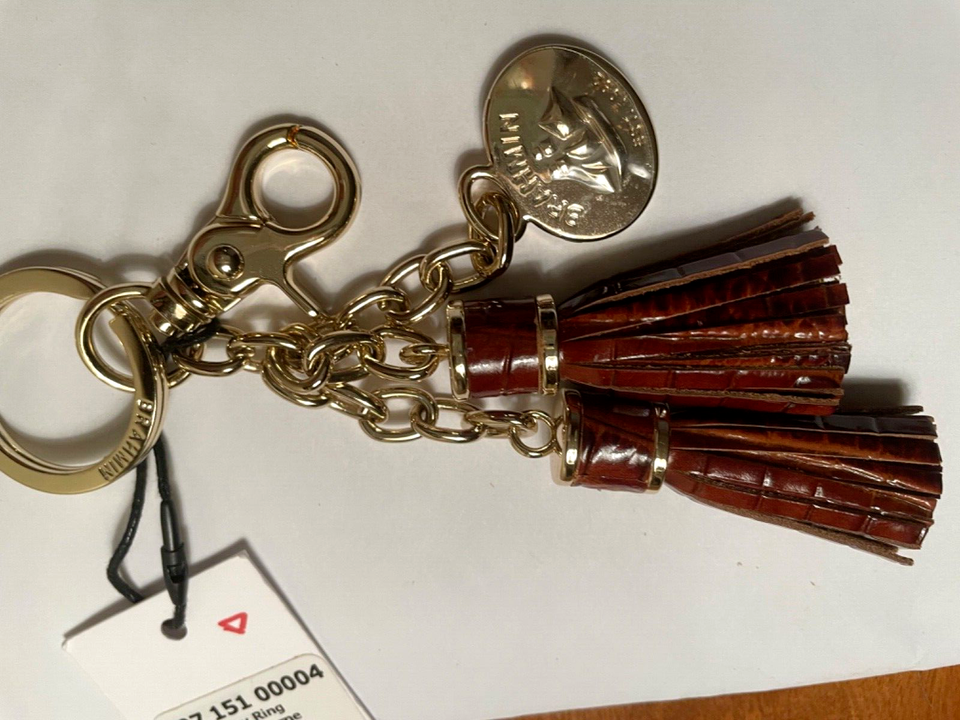 NWT Brahmin PECAN MELBOURNE CROC Red Brown TASSEL Key Fob PURSE CHARM ...