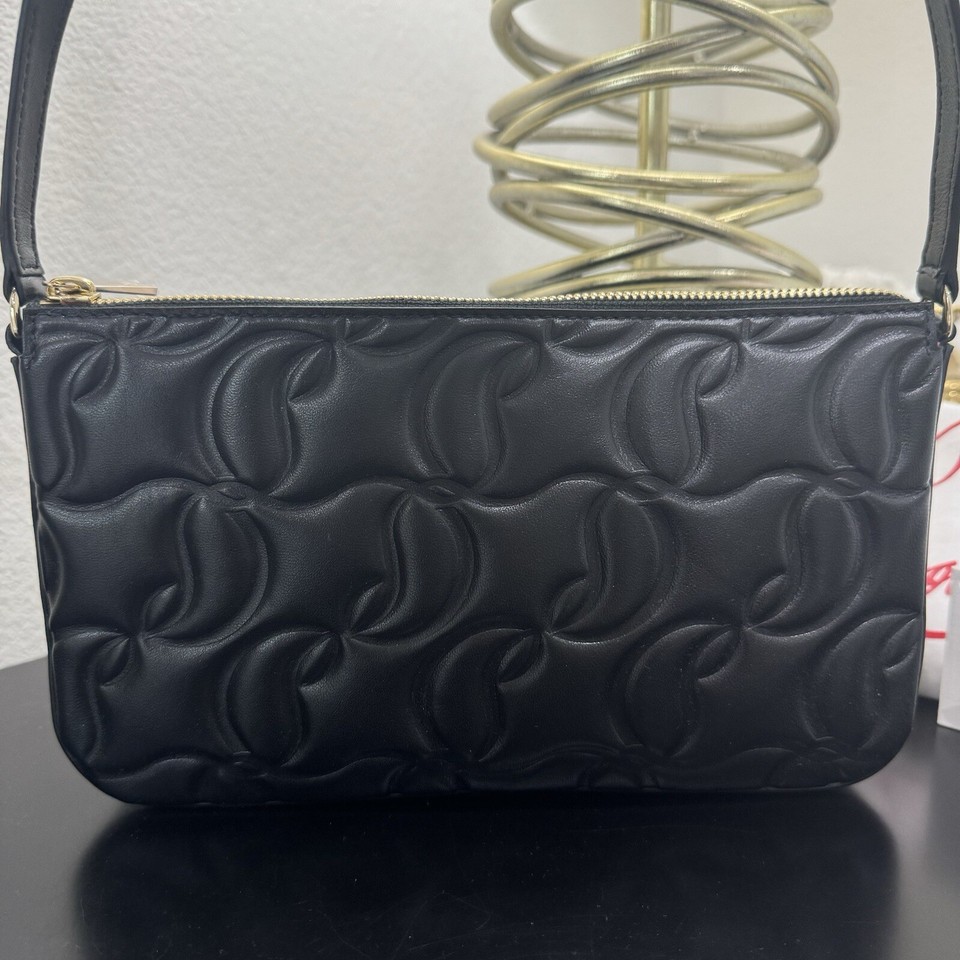 Christian Louboutin Loubila CL Embossed Leather Shoulder Bag Black | eBay