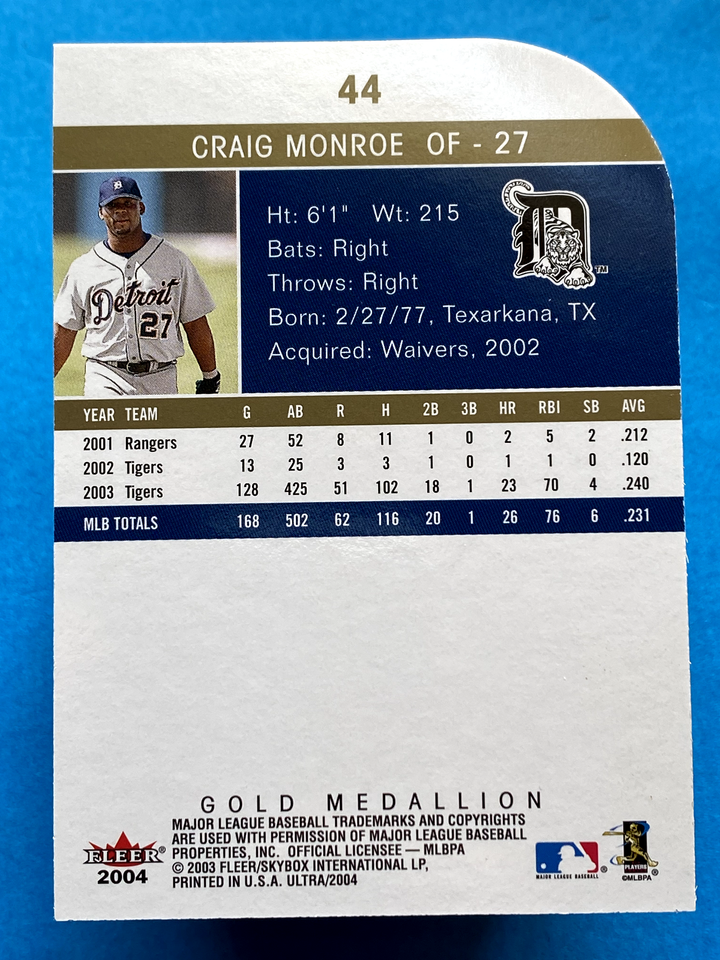 2004 Ultra Gold Medallion Craig Monroe #44 | eBay