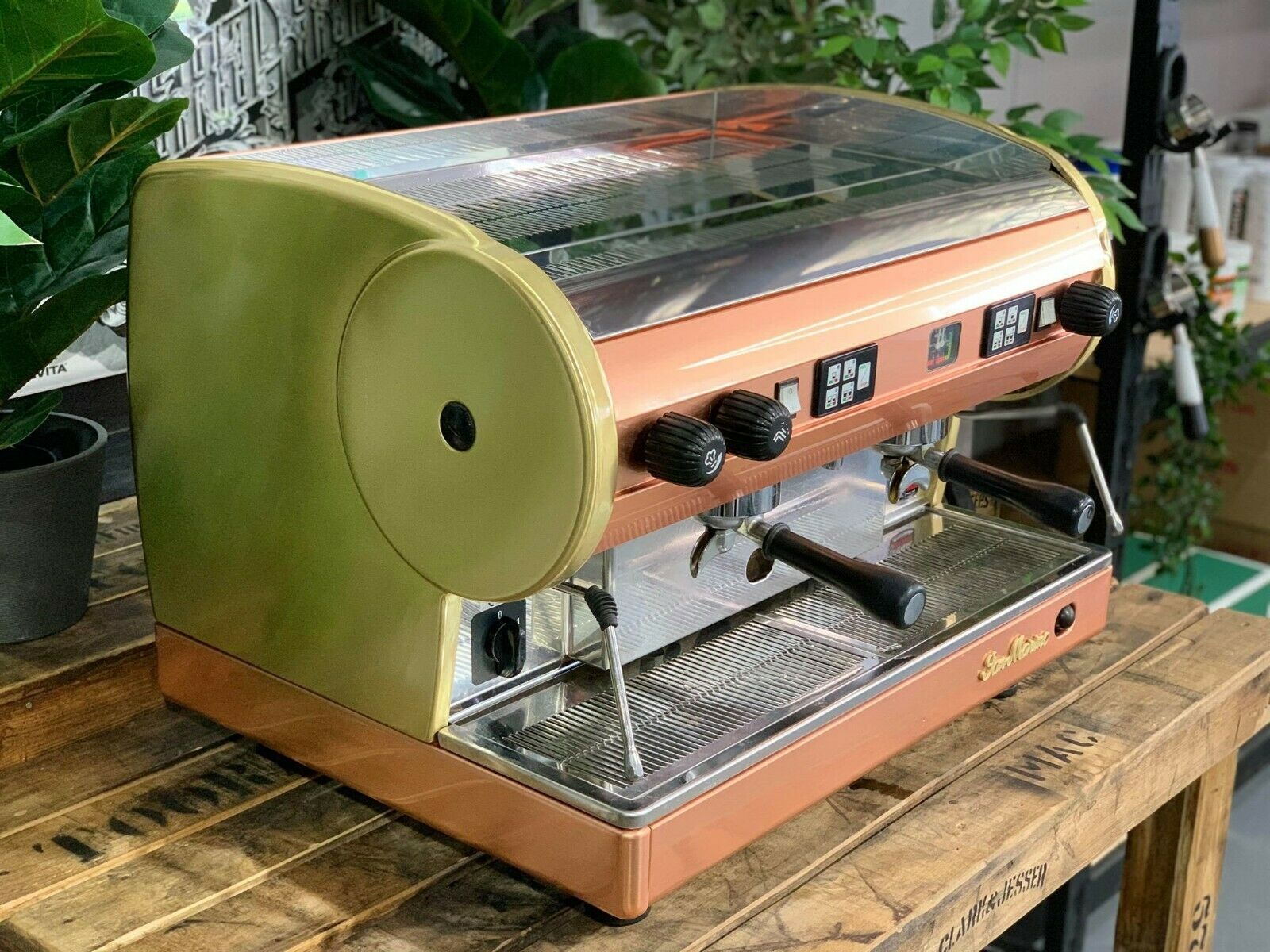 SAN MARINO LISA 2 GROUP STAINLESS GOLD AND BRONZE ESPRESSO COFFEE ...