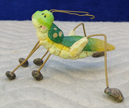 Lucky Grasshopper Bug Figure Anthropomorphic Smiling Garden Plant Resin ...