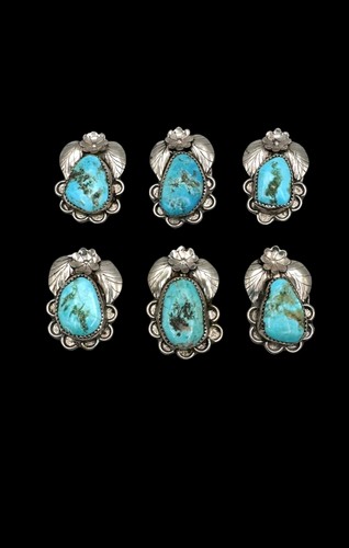 Vintage Navajo Native American Nickel Silver Faux Turquoise Button ...