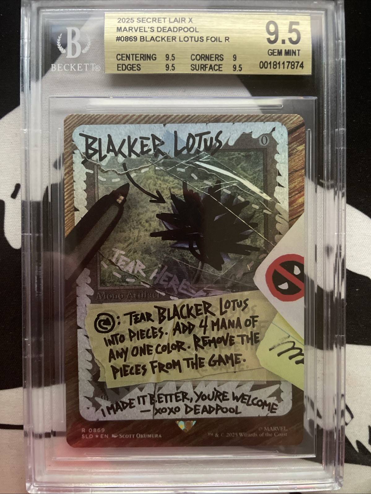2025 MTG Deadpool Secret Lair #869 Blacker Lotus BSG Gem Mint 9.5 1 of ...