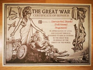 Great War Certificate of Honour - WW1 Custom Scroll | eBay