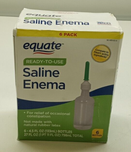 Equate 6 pack Enema Sodium Phosphates Saline Laxative 4.5 fl Oz Ready ...