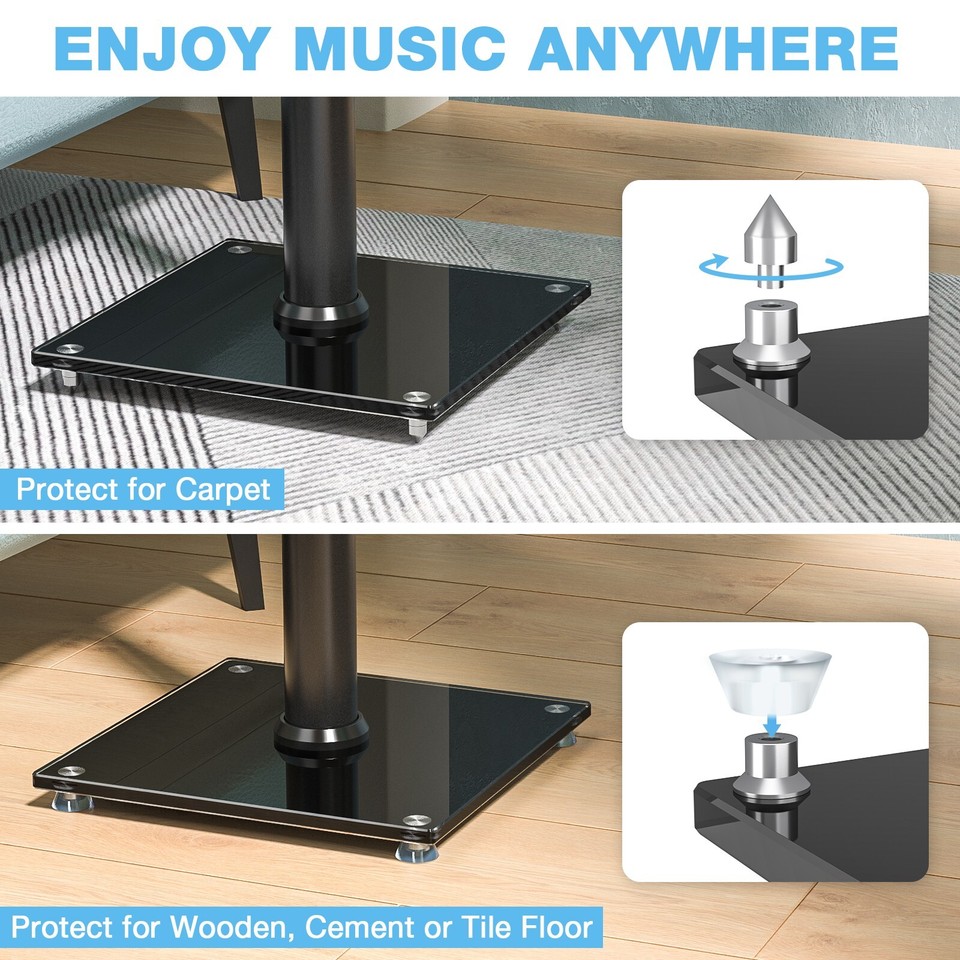 Speaker Stands Pair 32.4-43 Inch Height Adjustable Stands for Bookshelf ...