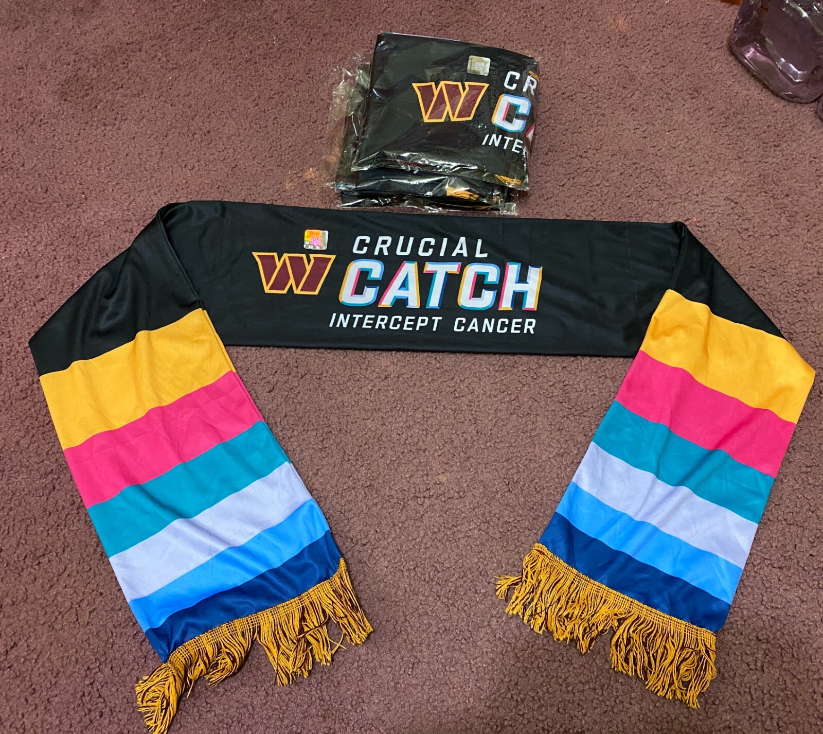 2023 Washington Commanders NFL Cancer Scarf Crucial Catch STADIUM GIVE ...