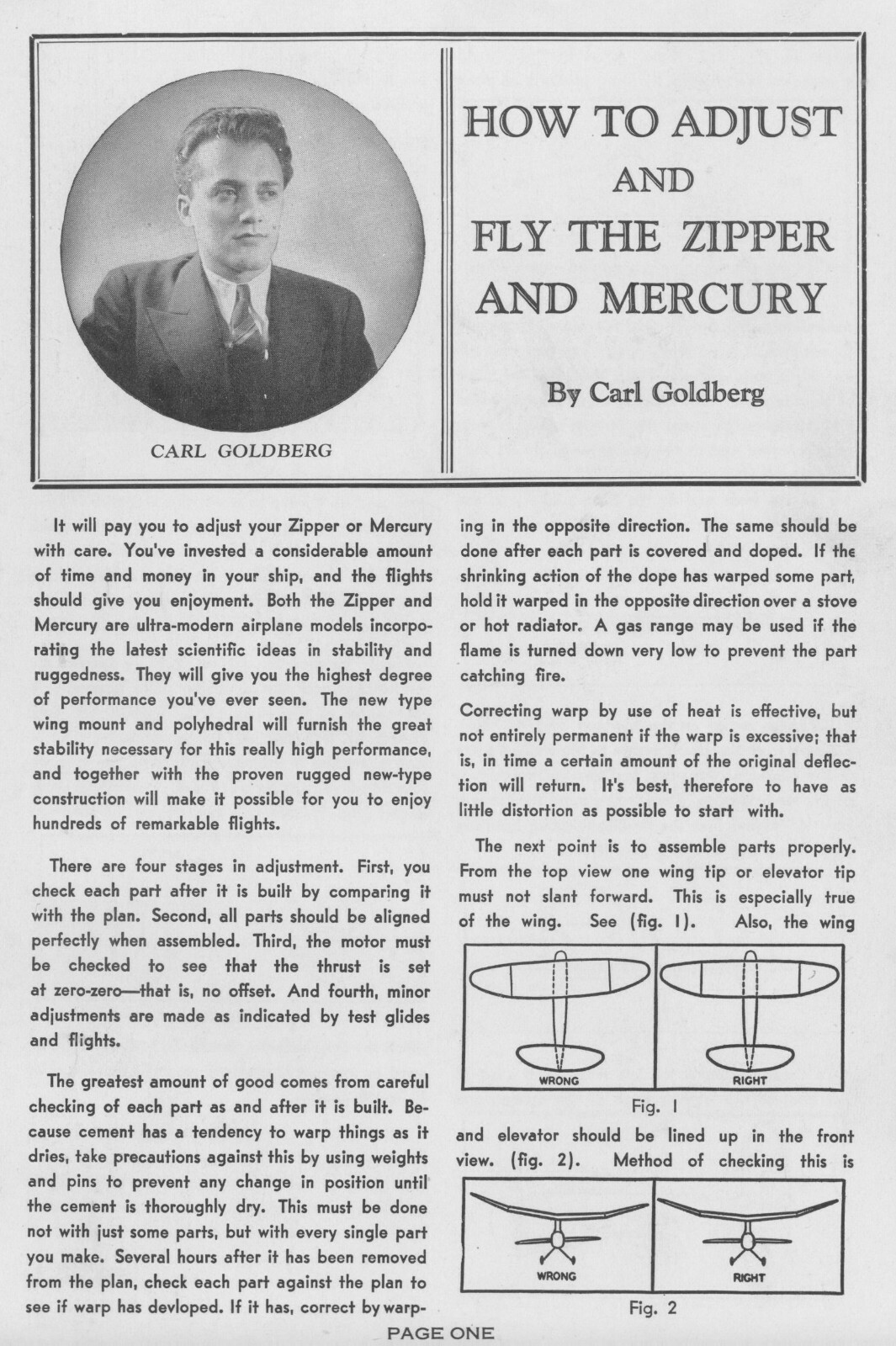 Comet Model Airplane Plans (FF): Zipper 54" Wingspan by Carl Goldberg ...