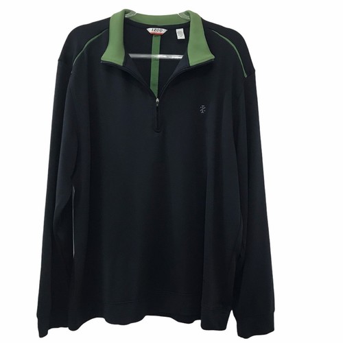 Izod Performx Quarter Zip Navy Blue / Green Long Sleeve Pullover Shirt ...
