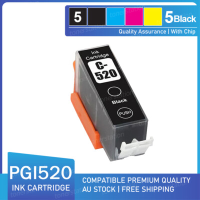 5x BLACK Ink for PGI520 BK Canon MP620 MP630 MP640 MP980 Pixma Printer ...