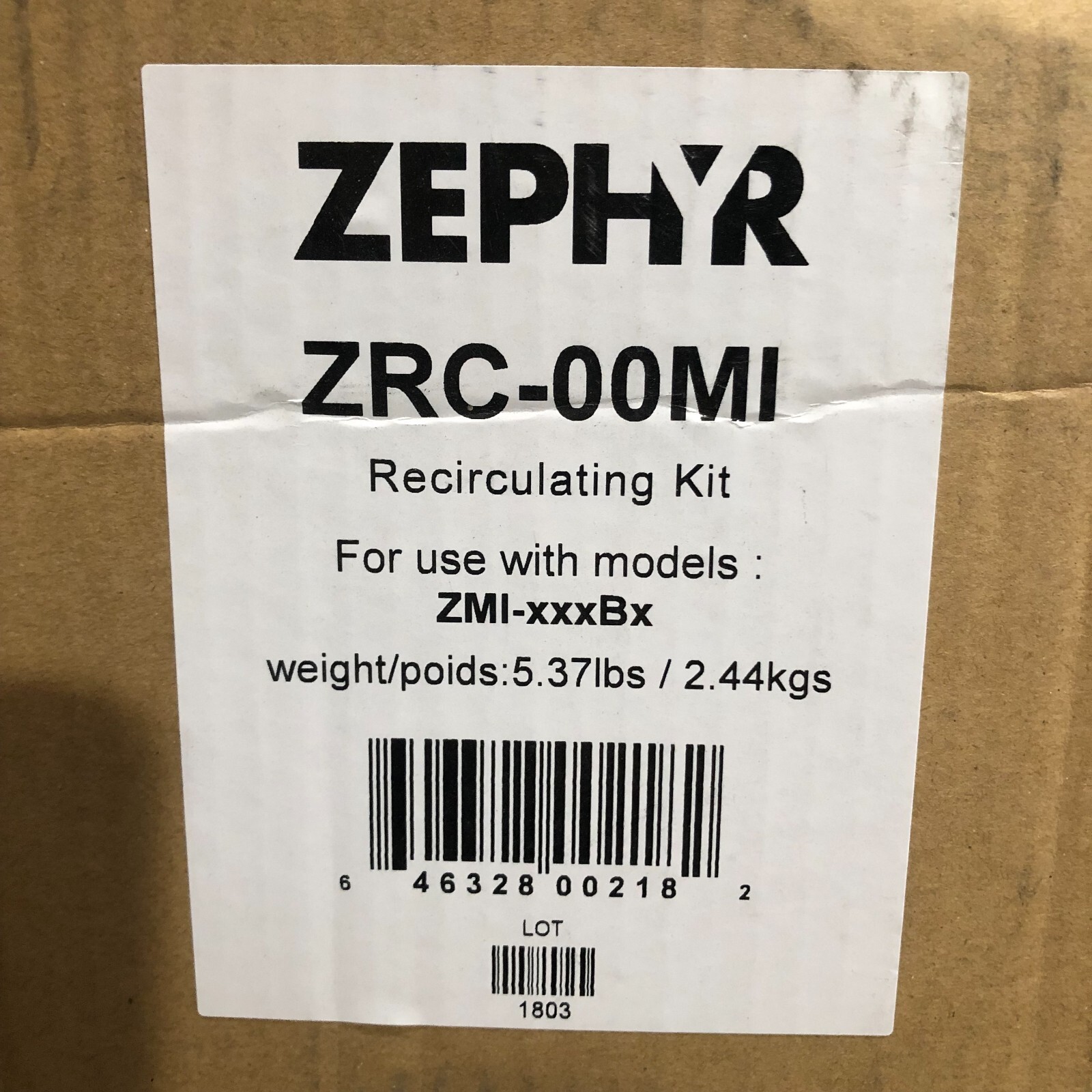 Zephyr Zrc-00mi Ductless Recirculating Kit for MILANO Series Range ...