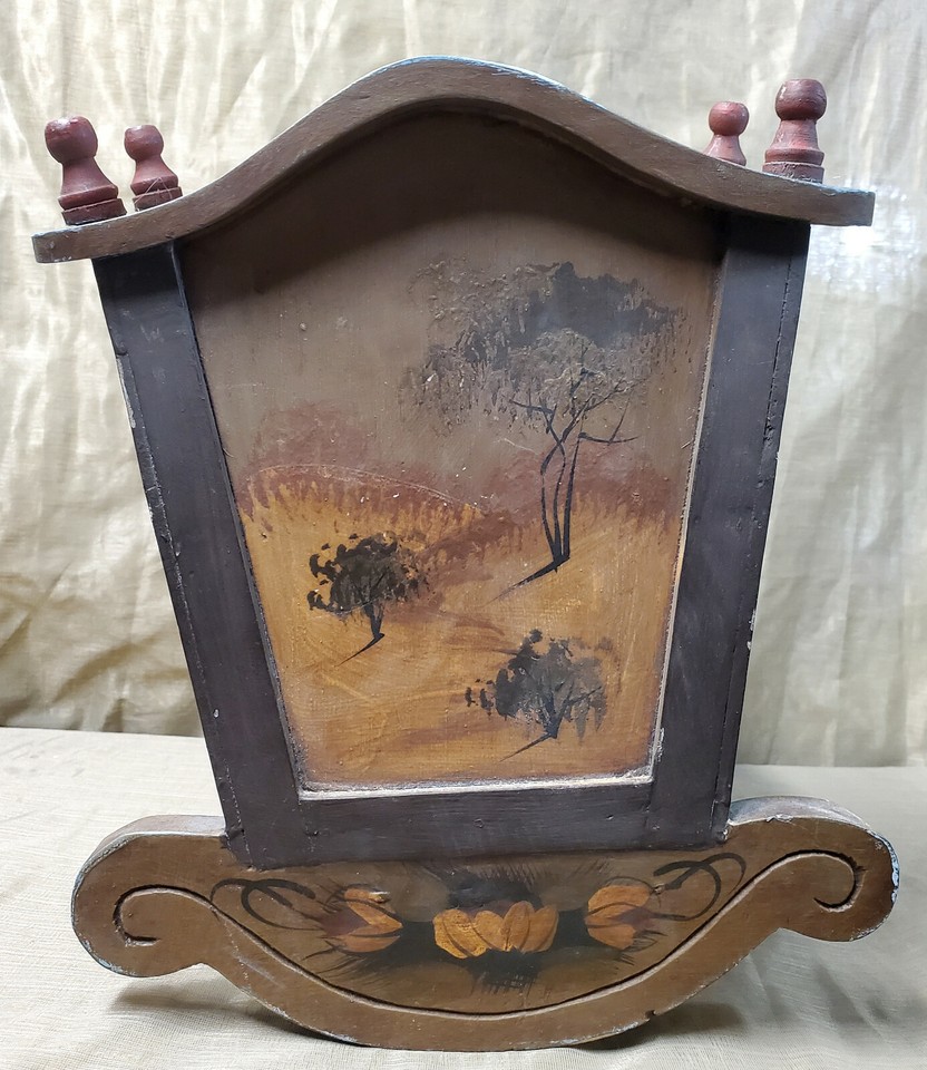 Vintage Carved Wood Baby Doll Cradle Handmade Rustic Rocker Crib Folk ...