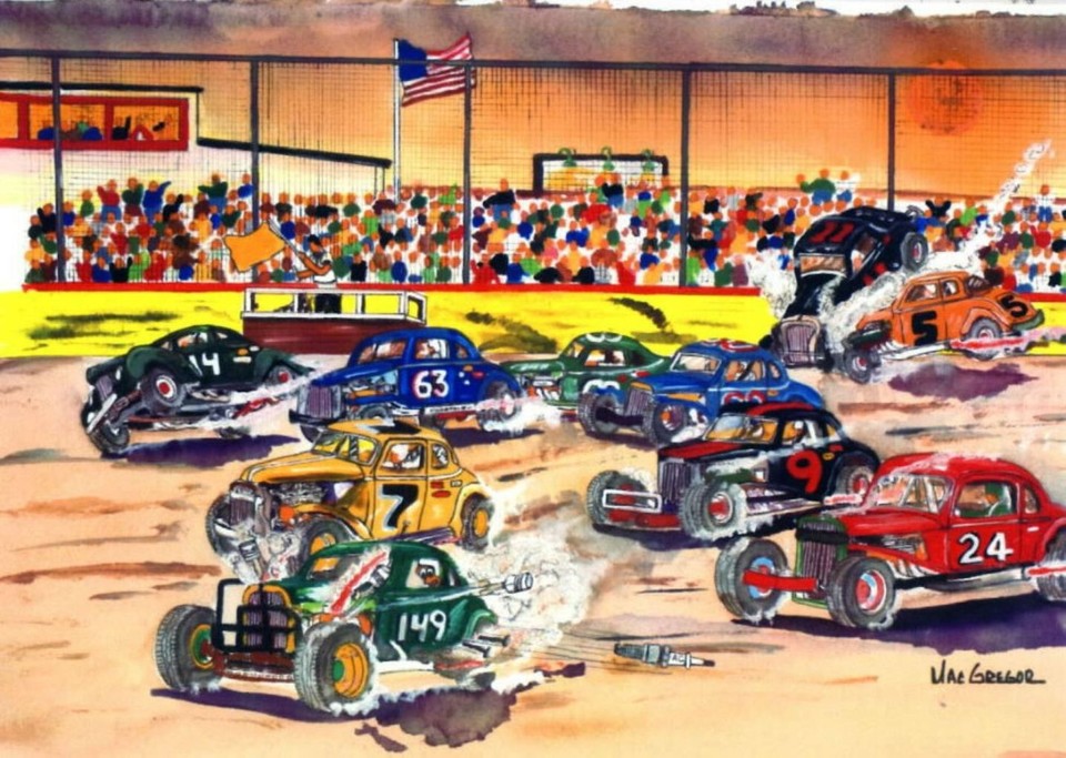 STOCK CAR RACING Art Print short track race car driver NASCAR wall ...