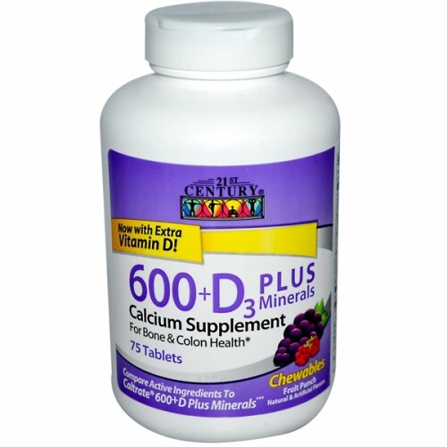 Calcium 600 + Vitamin D3 with Minerals Chew 75 Chewable Tabs By 21st ...