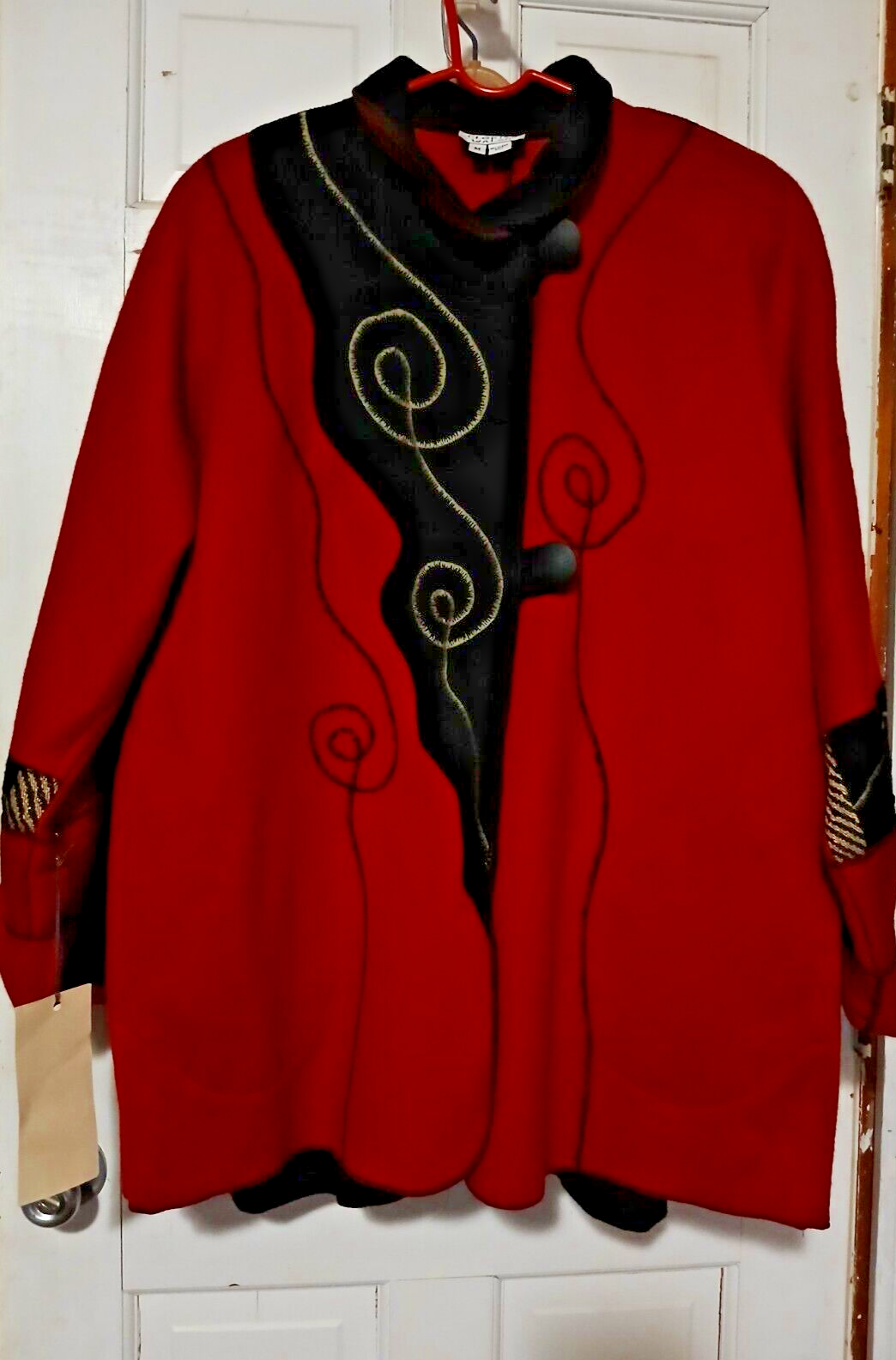 Gloria Walsh Handmade - Red and Black Art to Wear jacket - Size M/L | eBay