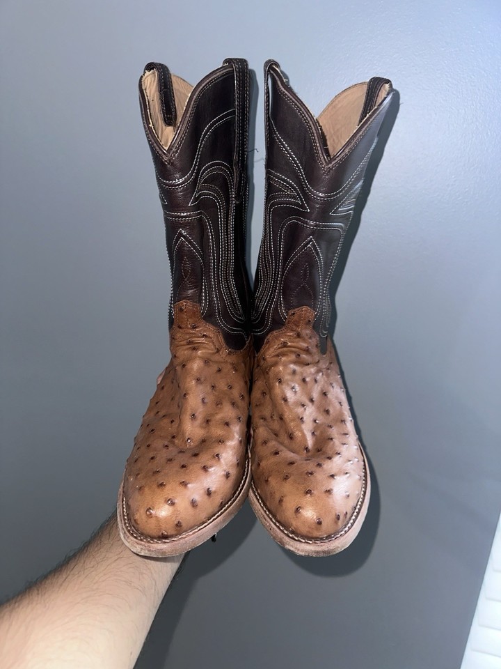 PRE-OWNED Tecovas THE EMMITT OSTRICH Roper Square Boot Men Sz 8.5 D ...