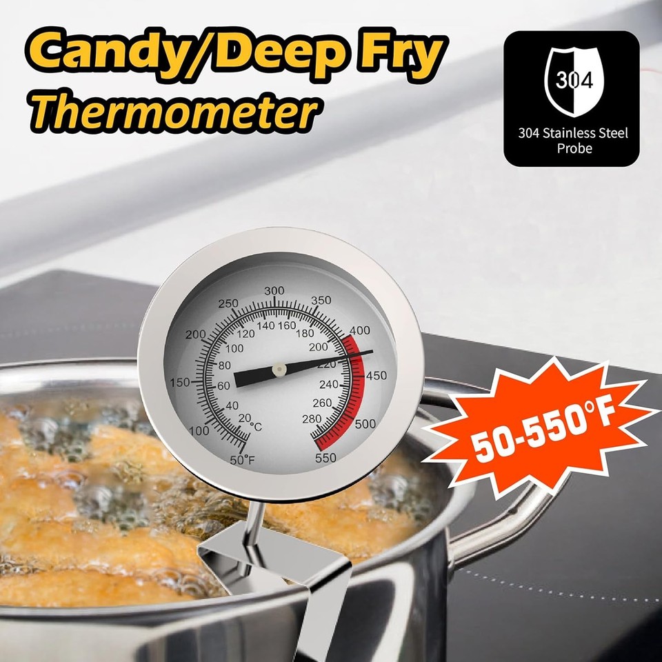 Candy Oil Frying Thermometer Deep Fry Thermometerwith Clip with and 8 ...