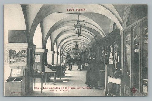 Place des Vosges Arcades PARIS Antique Postcard Bostock Hippodrome Sign ...