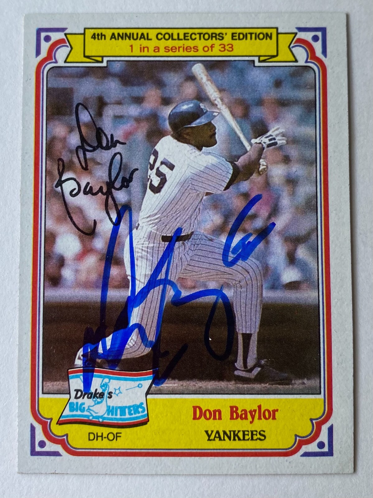 Don Baylor Signed Topps #1 1984 Card New York Yankees Auto MLB RAD | eBay