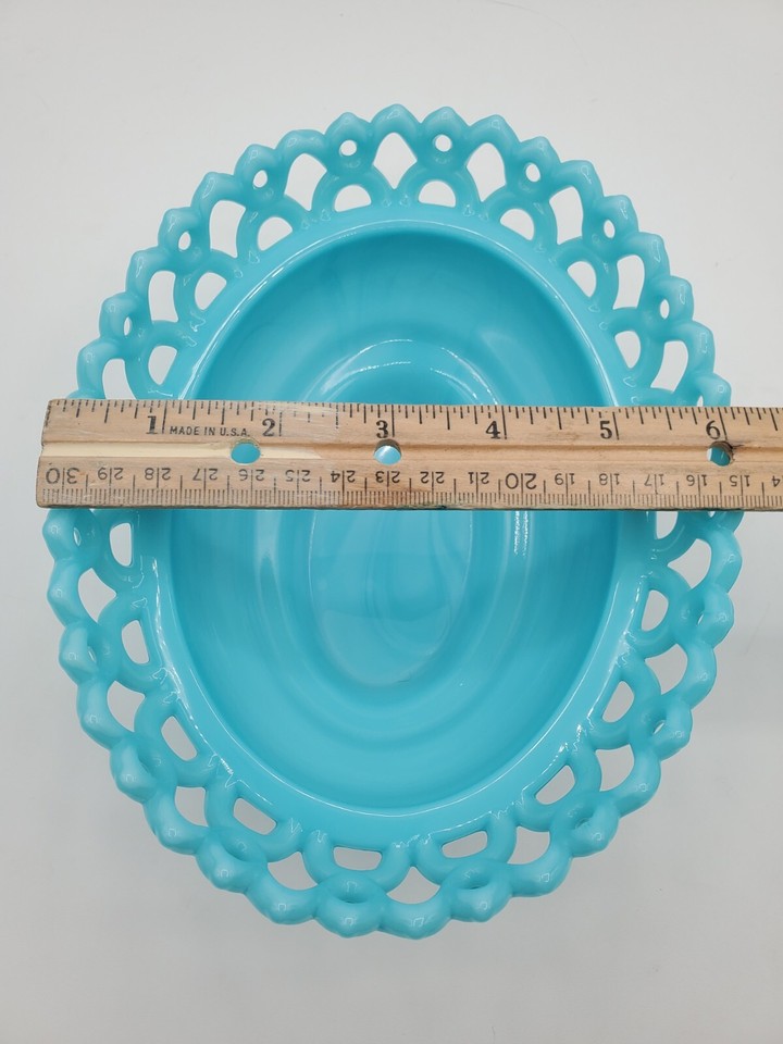 Vtg Westmoreland Glass Blue Slag Milk Fox Candy Dish Amber Glass Eyes ...