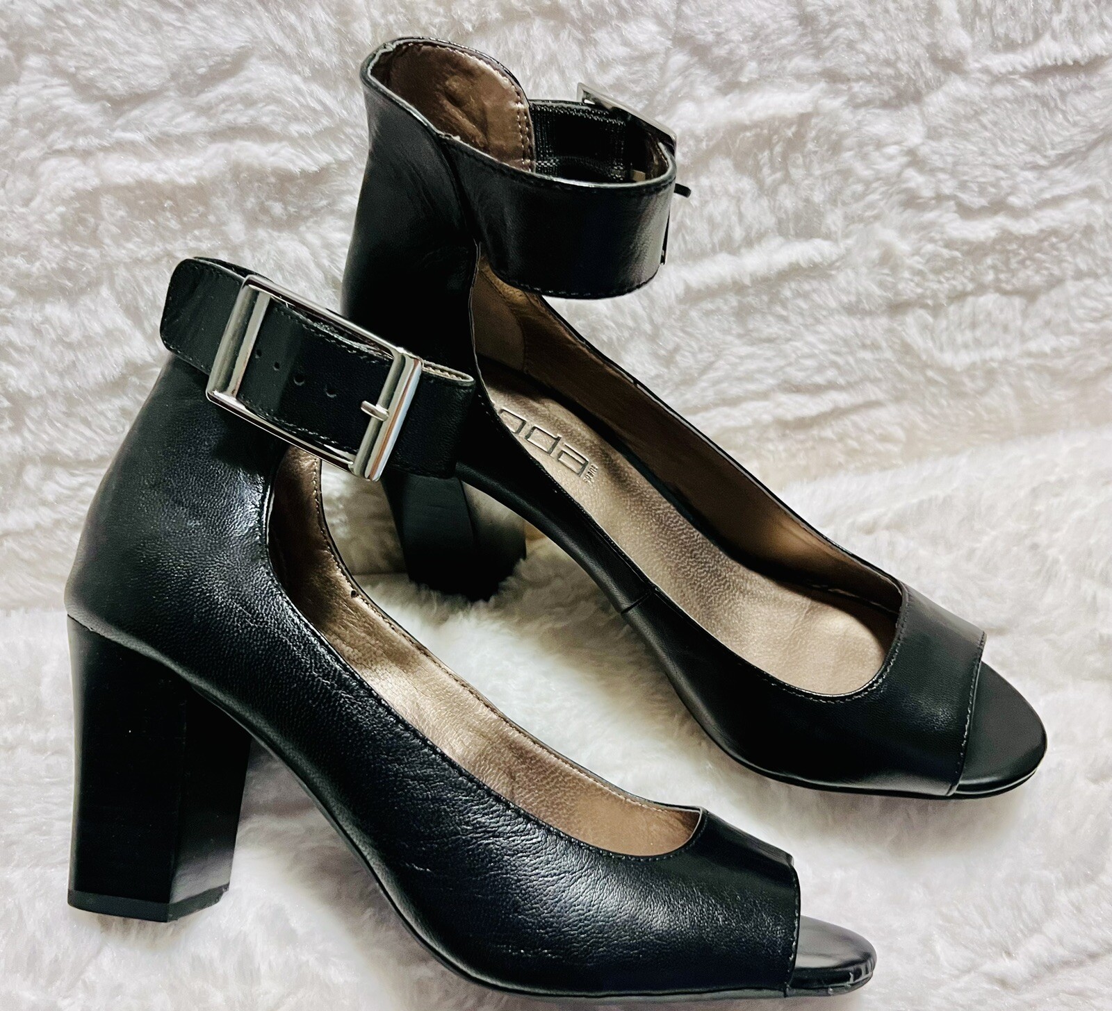 MODA SPANA Womens Leather Shoes Size 8M Black Leather & Chunky Heels | eBay