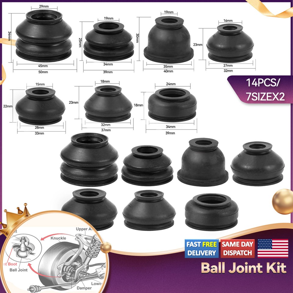 14 Ball Joints Boot Dust Cover Suspension Steering Control Arms Rods ...