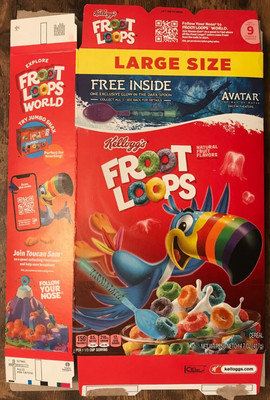 Kellogg's Froot Loops Kroger Avatar Glow Spoon Offer Cereal Box FLAT ...
