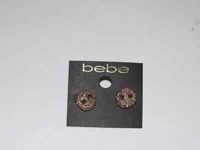 Bebe earrings logo dome studs gold 246365 | eBay