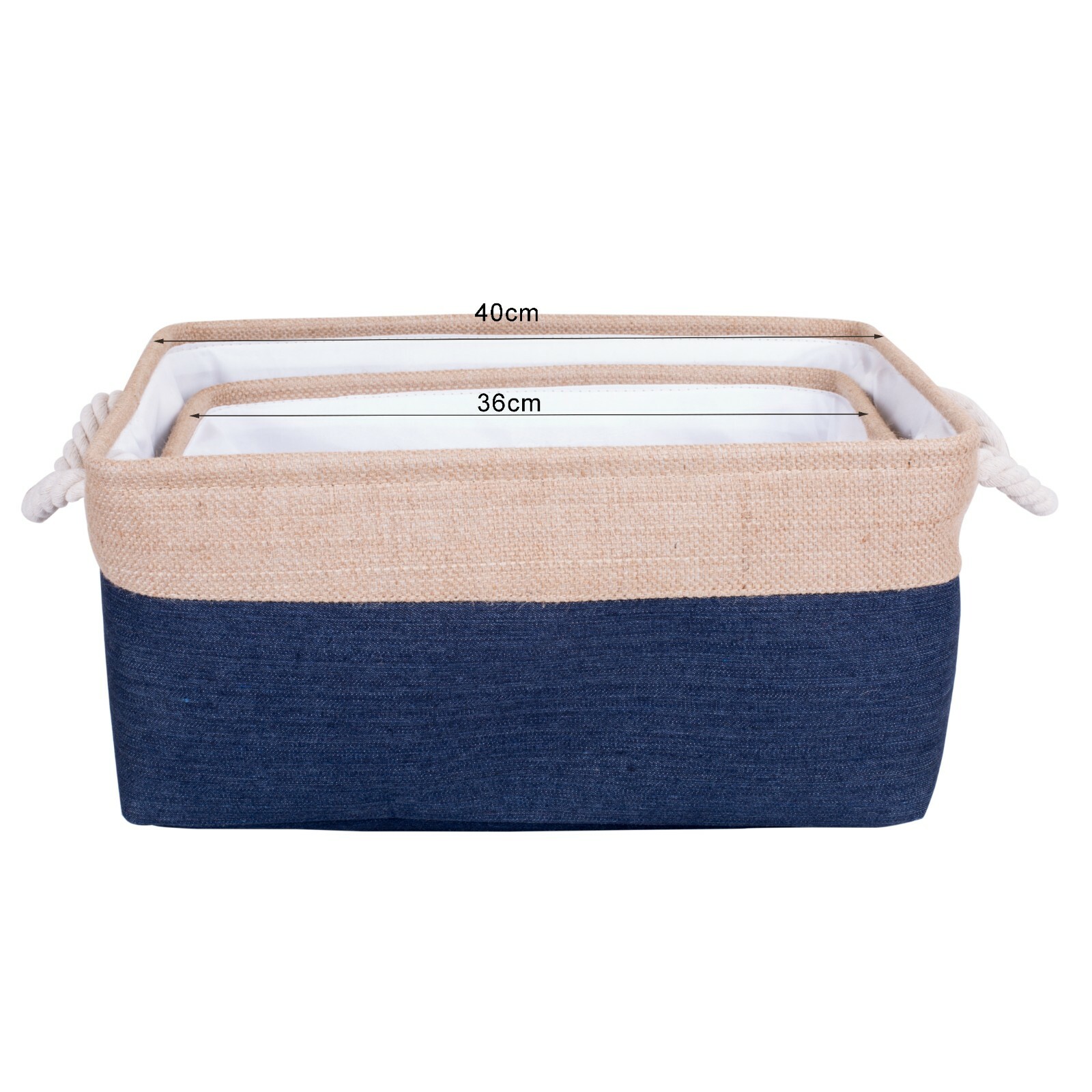 Wickerfield Canvas Laundry Bag Storage Box Fabric Cloth Bag with White ...