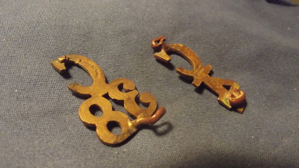WW I CEF Brass Collar Badges (C Over 4) (C Over 38) 4th & 38 Infantry ...