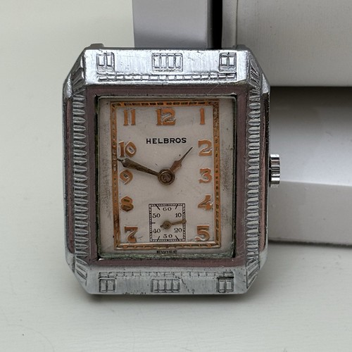Vintage Art Deco Tank Wristwatch Helbros 1920s Ornate Bezel - For Parts ...