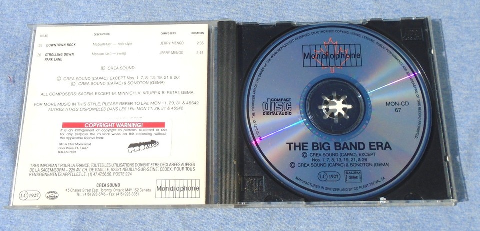 Jerry Mengo and His Orchestra CD "The Big Band Era" Swiss Import - 26 ...