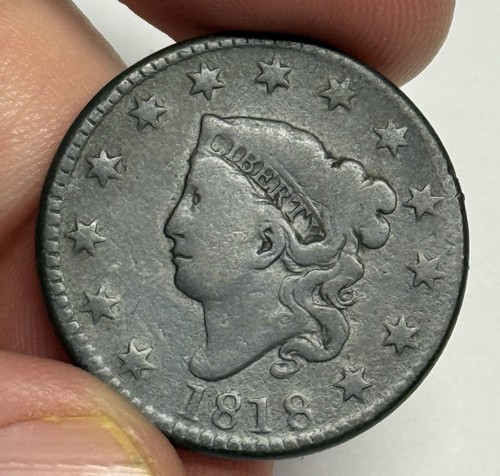 1818 Coronet Head Large Cent - VG w/ Minor Pitting U.S. 1c Type Coin | eBay