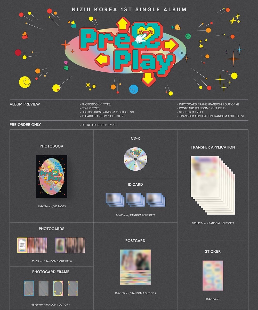 NiziU 1st Single Album Press Play LIMITED Ver CD+P.Book+ID Card+3p Card ...