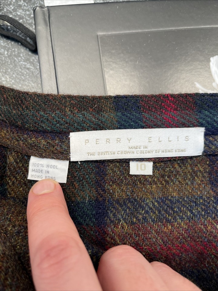 Vintage Perry Ellis Women’s Suit, Sz 10/12, Tartan Plaid Wool Twill, 80 ...