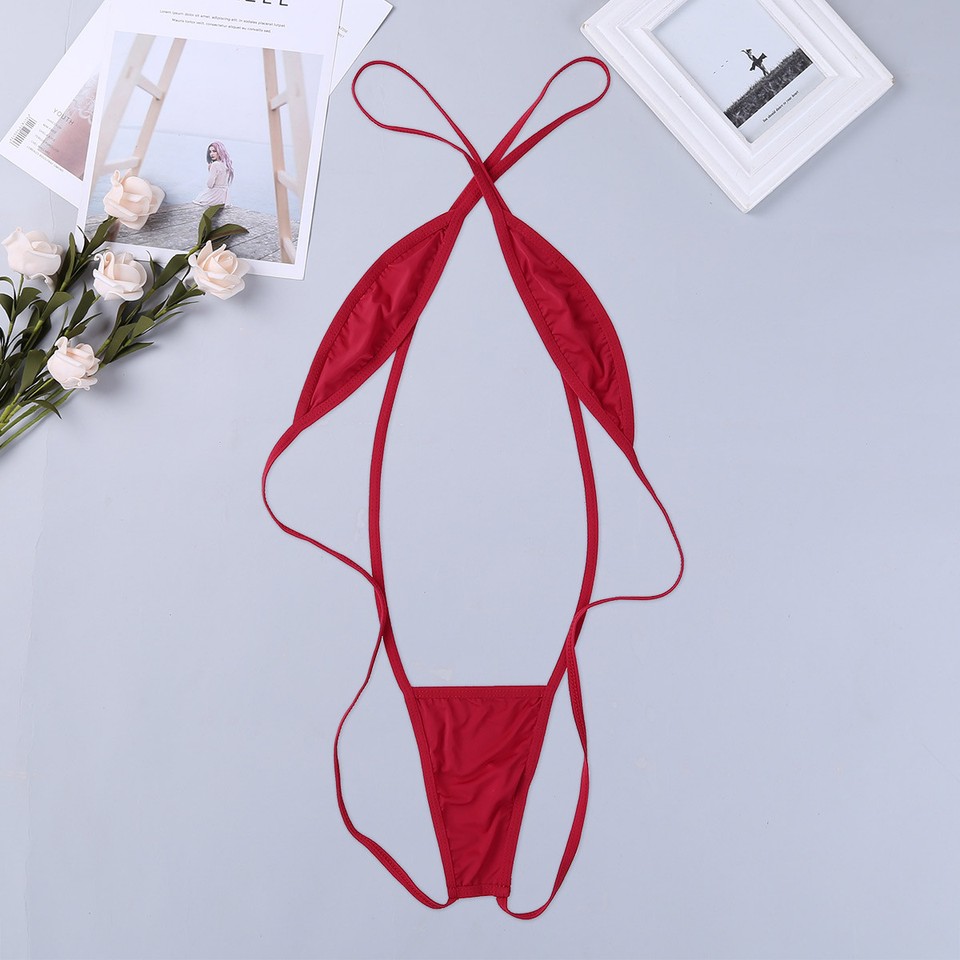 Women Sling Shot Micro Bikini Thong One-Piece Bodysuit Teddy Lingerie ...