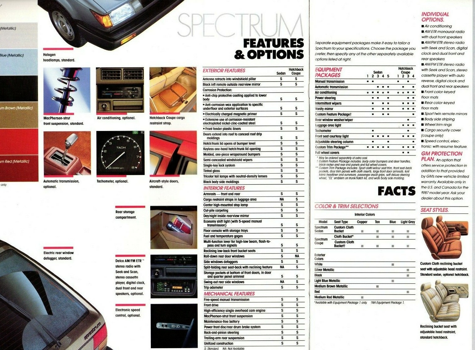 Big 1987 Chevy SPECTRUM Brochure / Pamphlet w/ Color Chart: HATCHBACK ...