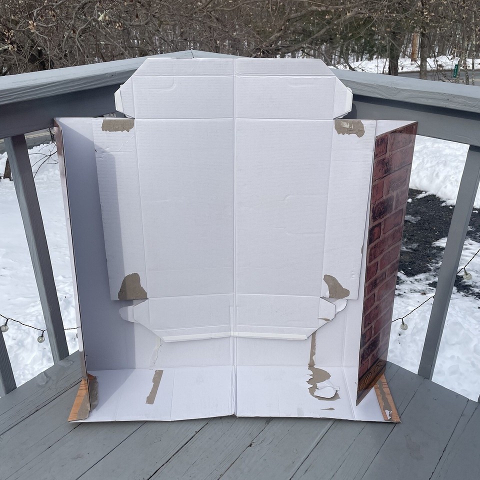 Cardboard Christmas Fireplace Mantel Shelf Seasonal Xmas Pop Up Prop ...