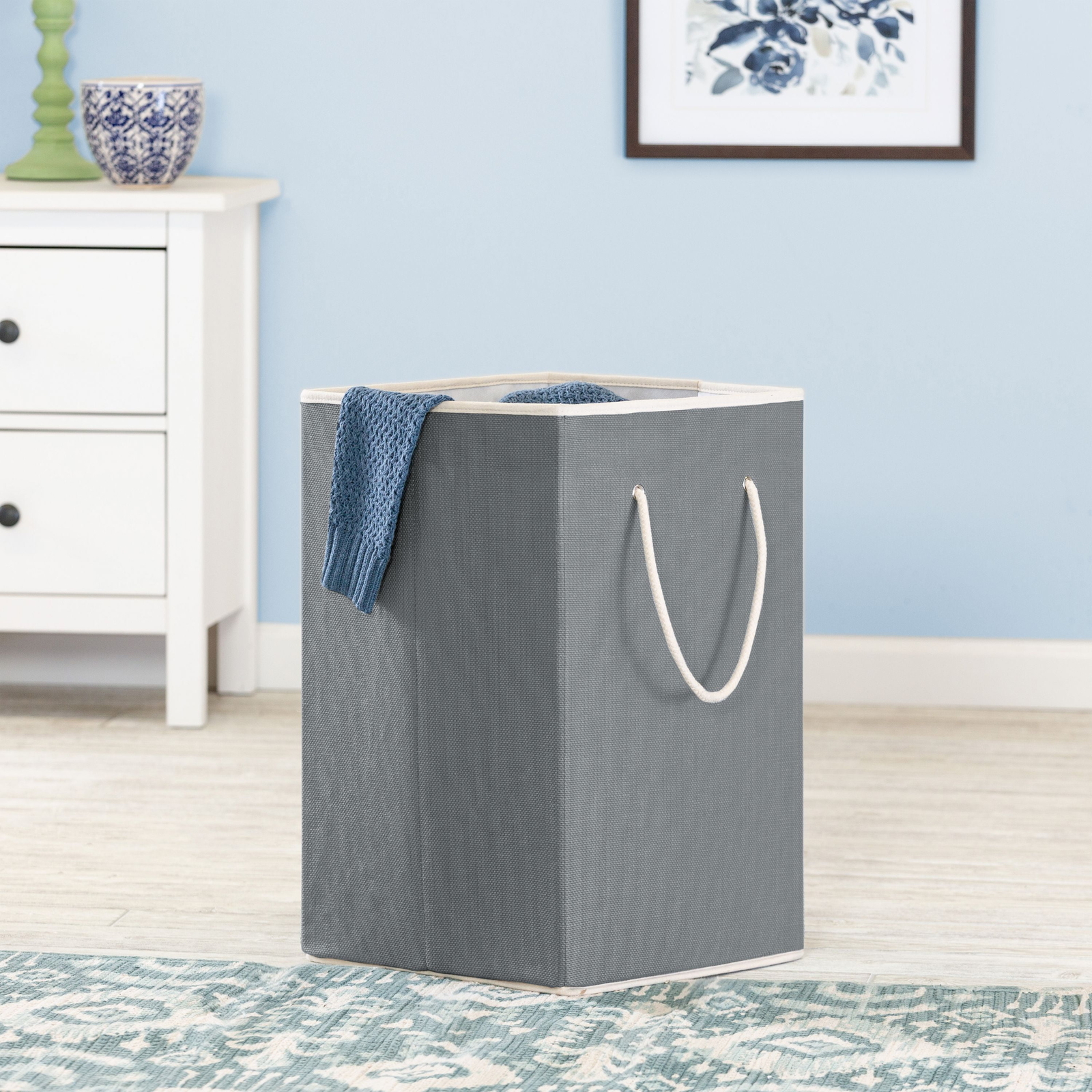 Large Resin Square Hamper Grey | eBay