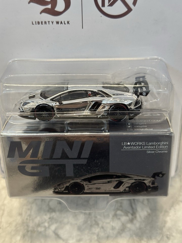 Mini GT Liberty Walk LB Works Lamborghini Aventador Silver Chrome IMX ...