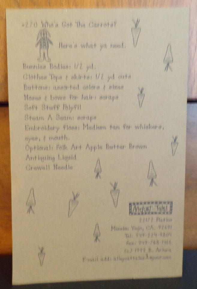 Who's Got the Carrots Bunny Dolls by Alley Cat Tales #270 2 Sizes Folk ...