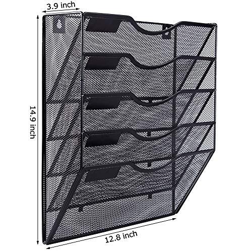 EASEPRES 5 Pocket Mesh Hanging Wall File Organizer, Wall Mounted Mail ...