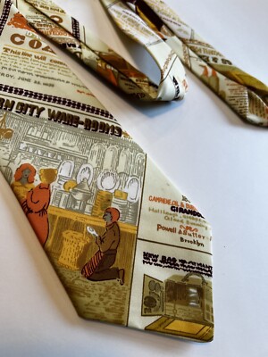 Vintage Men's Tie Old Newpaper Advertisement yellow orange brown ...