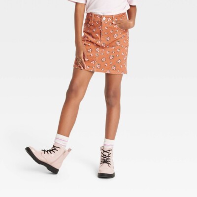 Girls' Corduroy Skirt - art class Rust Orange Floral XXL 18 | eBay