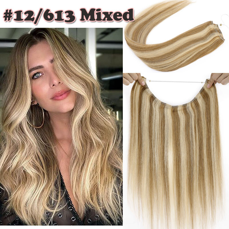 Invisible Wire In Real Thick Human Hair Extensions Hidden Headband Hair ...