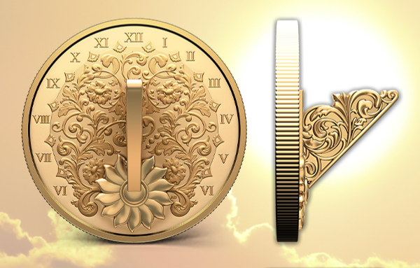 SUNDIAL FUNCTIONAL GOLD GILDED 2025 CANADA 1oz .9999 Pure Silver $20 3D ...